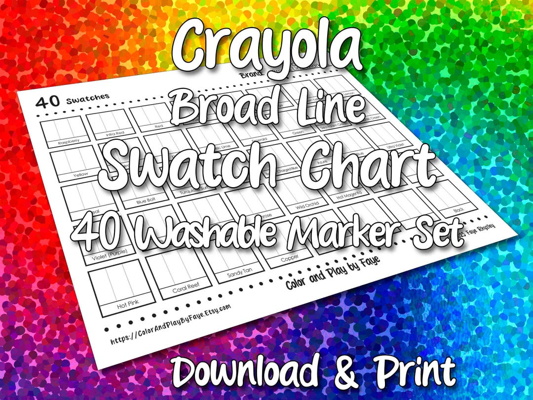 Crayola 40 Swatch Chart for Broad Line Marker Set | DIY Printable PDF ...