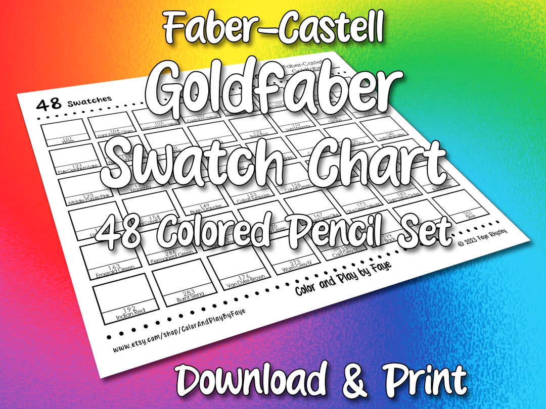 Faber Castell Goldfaber 48 Swatch Chart for Colored Pencil Set | DIY ...