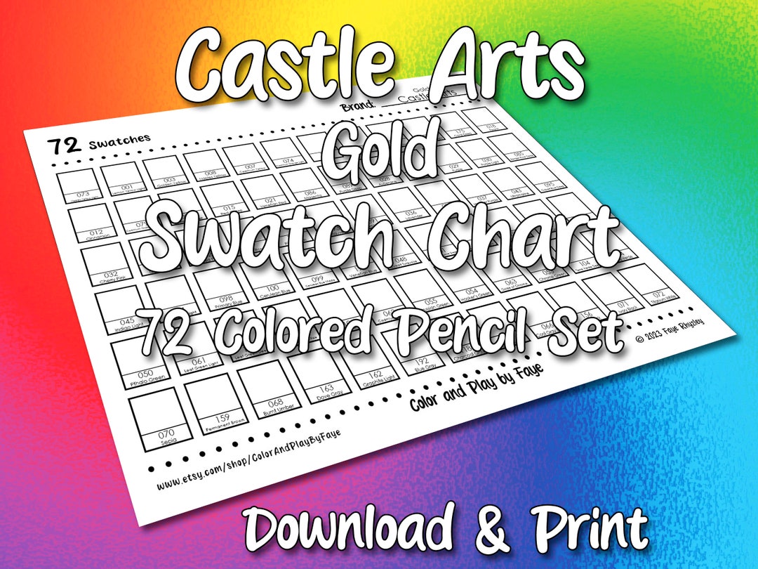 Castle Arts Gold 72 Swatch Chart for Colored Pencil Set | DIY Printable ...
