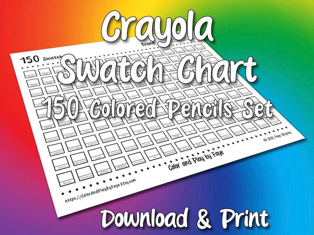 Crayola 150 Swatch Chart for Colored Pencil Set | DIY Printable PDF ...