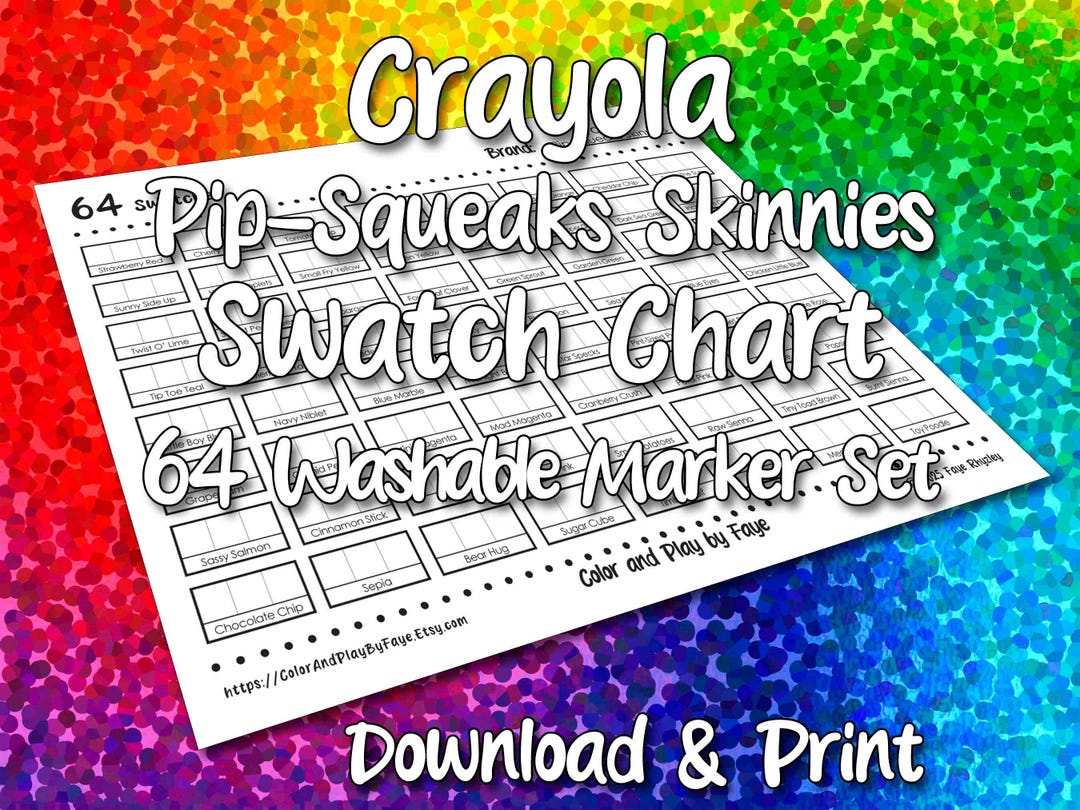 Crayola Pip Squeaks Skinnies 64 Swatch Chart for Marker Set | DIY ...