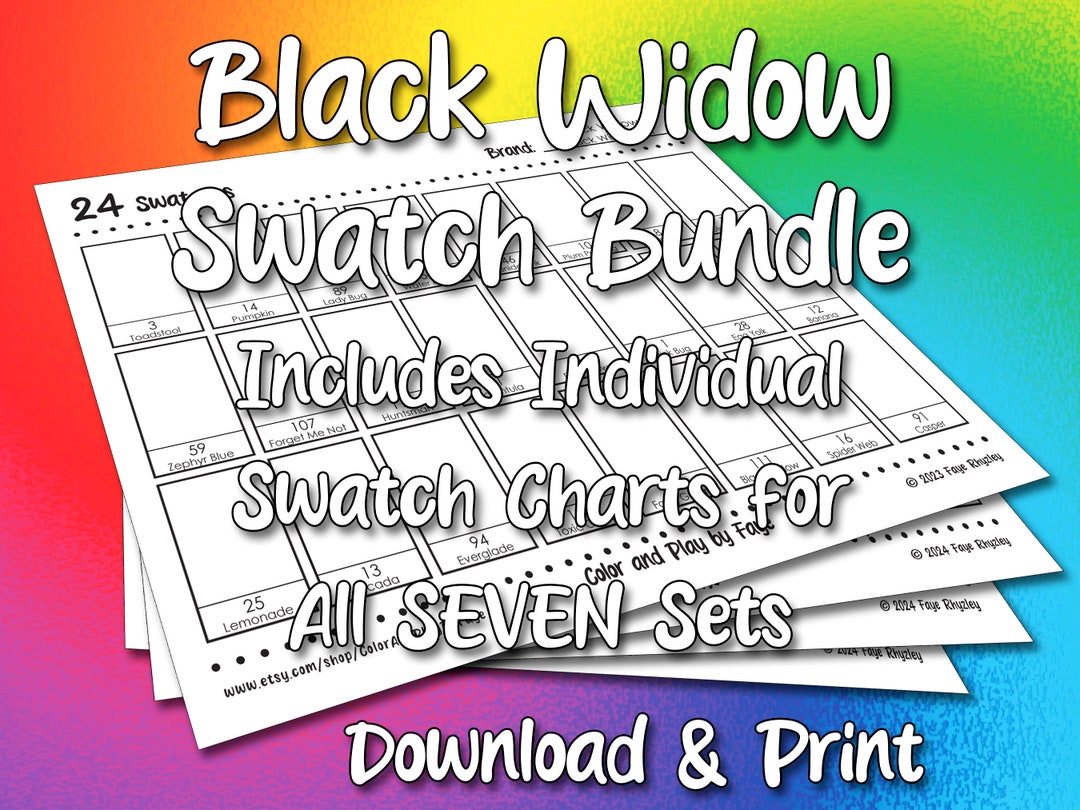 Black Widow Swatch Chart Bundle for Range Colored Pencil Set | DIY ...