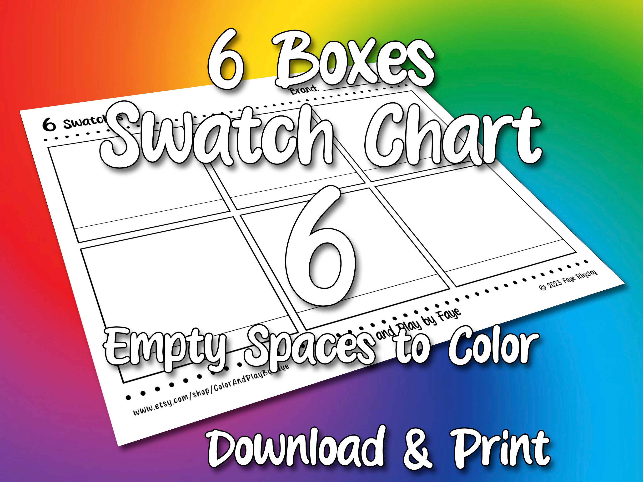 6 Swatch Blank Color Chart Printable Page DIY Color Chart Download and ...