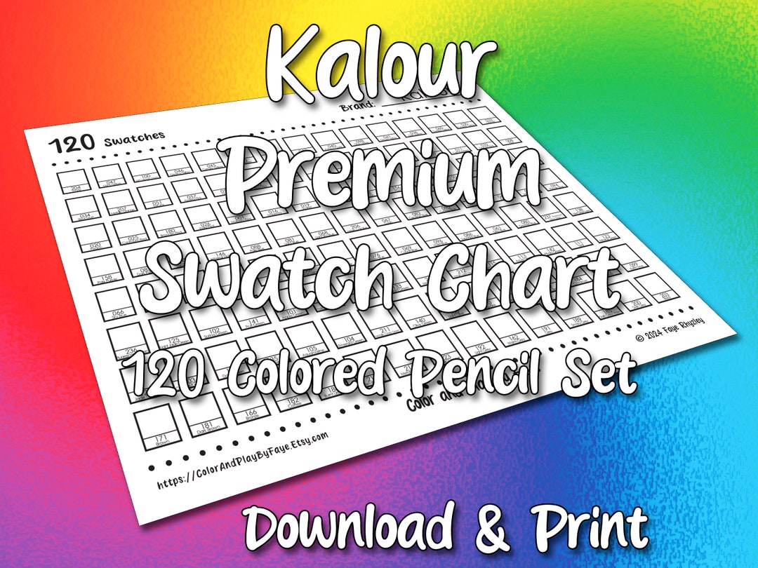 Kalour 120 Swatch Chart for Premium Colored Pencil Set | DIY Printable ...
