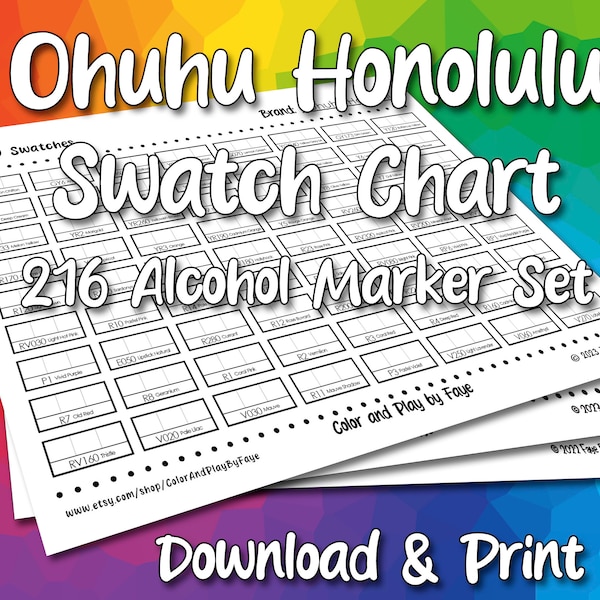 Ohuhu Oahu Swatch Chart - Etsy