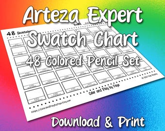 Arteza Expert 72 Swatch Chart Bundle DIY Colored Pencil Charts Color ...