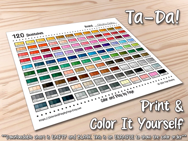 Ohuhu Oahu 120 Swatch Chart (chisel Tip) - Printable Color Guide PDF - Etsy