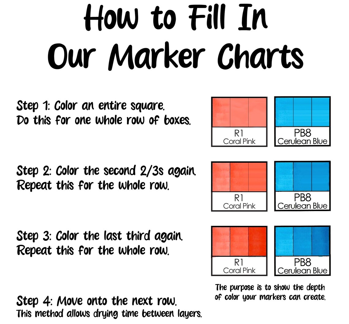 Ohuhu Oahu 80 Swatch Chart für Chisel Tip Alkohol Marker Set | DIY ...