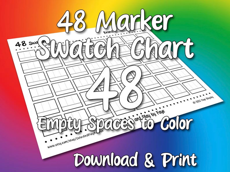 48 Marker Swatch Blank Color Chart Printable Page Diy Color Chart