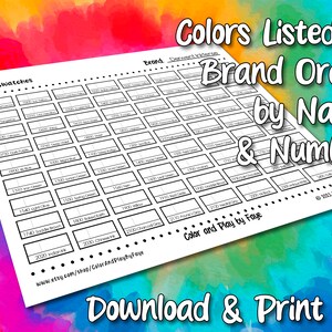 Inktense 72 Swatch Chart for Pencil Set | DIY Printable PDF Color Chart ...