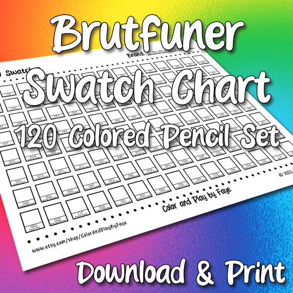 Swatch Chart for 520 Brutfuner Colored Pencils - Etsy