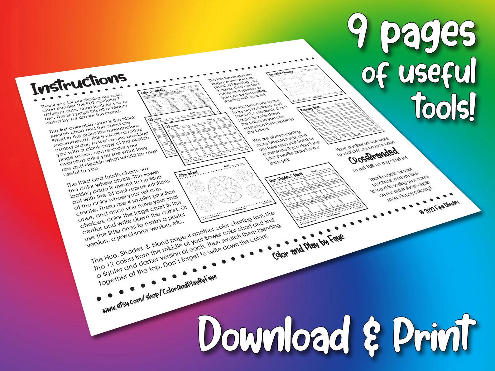 Arteza Expert 72 Swatch Chart Bundle DIY Colored Pencil Charts Color ...