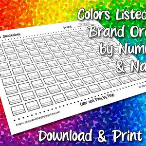 Tombow 108 Swatch Chart for Dual Brush Pens Set | DIY Printable PDF ...
