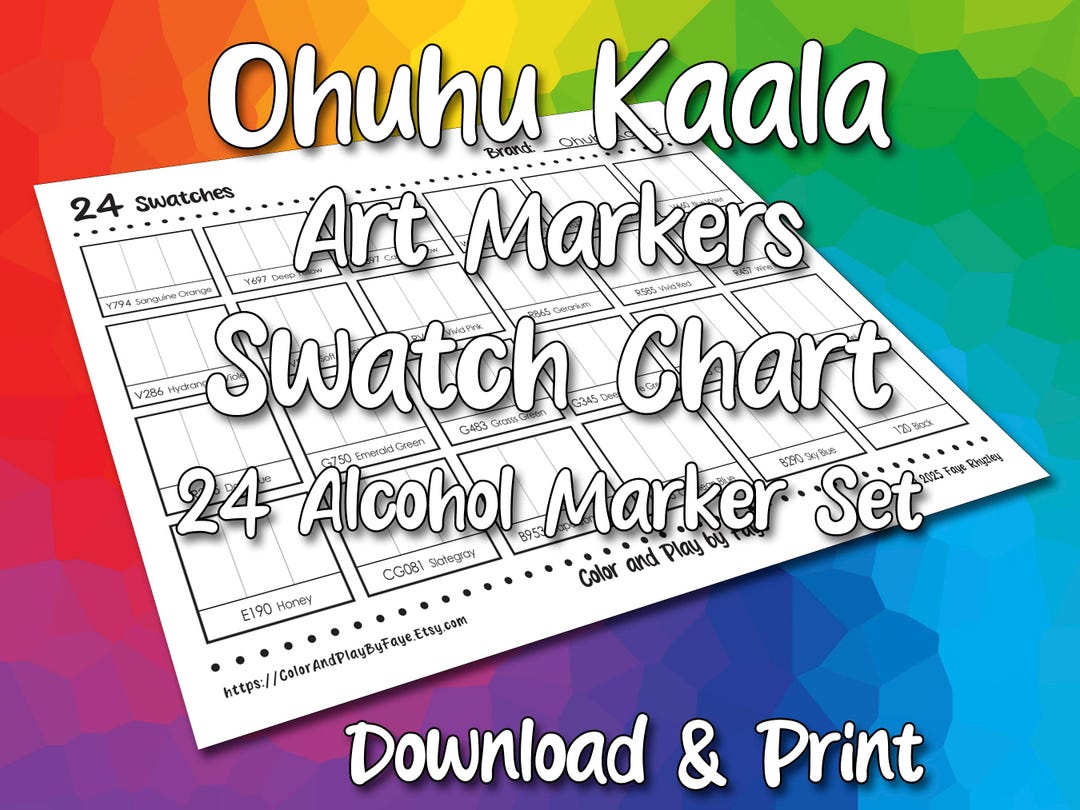 Ohuhu 24 Swatch Chart for Kaala Chisel Tip Art Marker Set | DIY ...