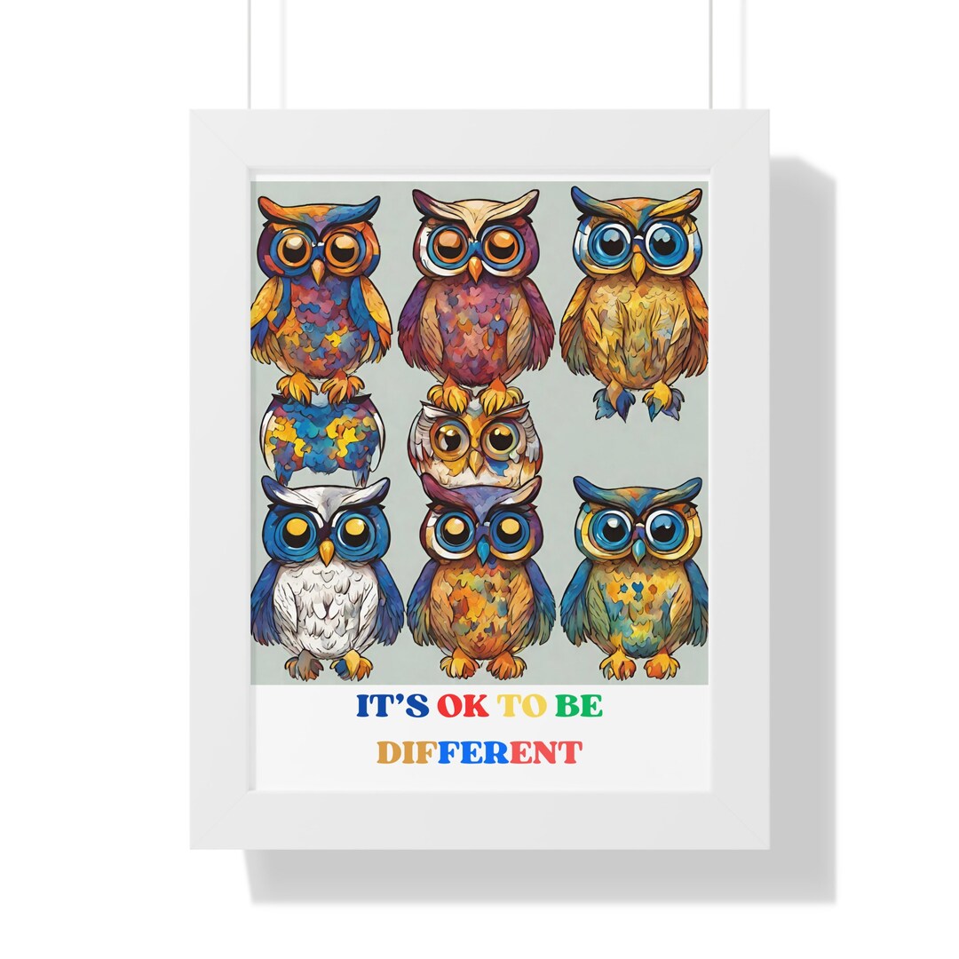 Autism Framed Vertical Poster| It's OK to Be Different | Autism Art ...