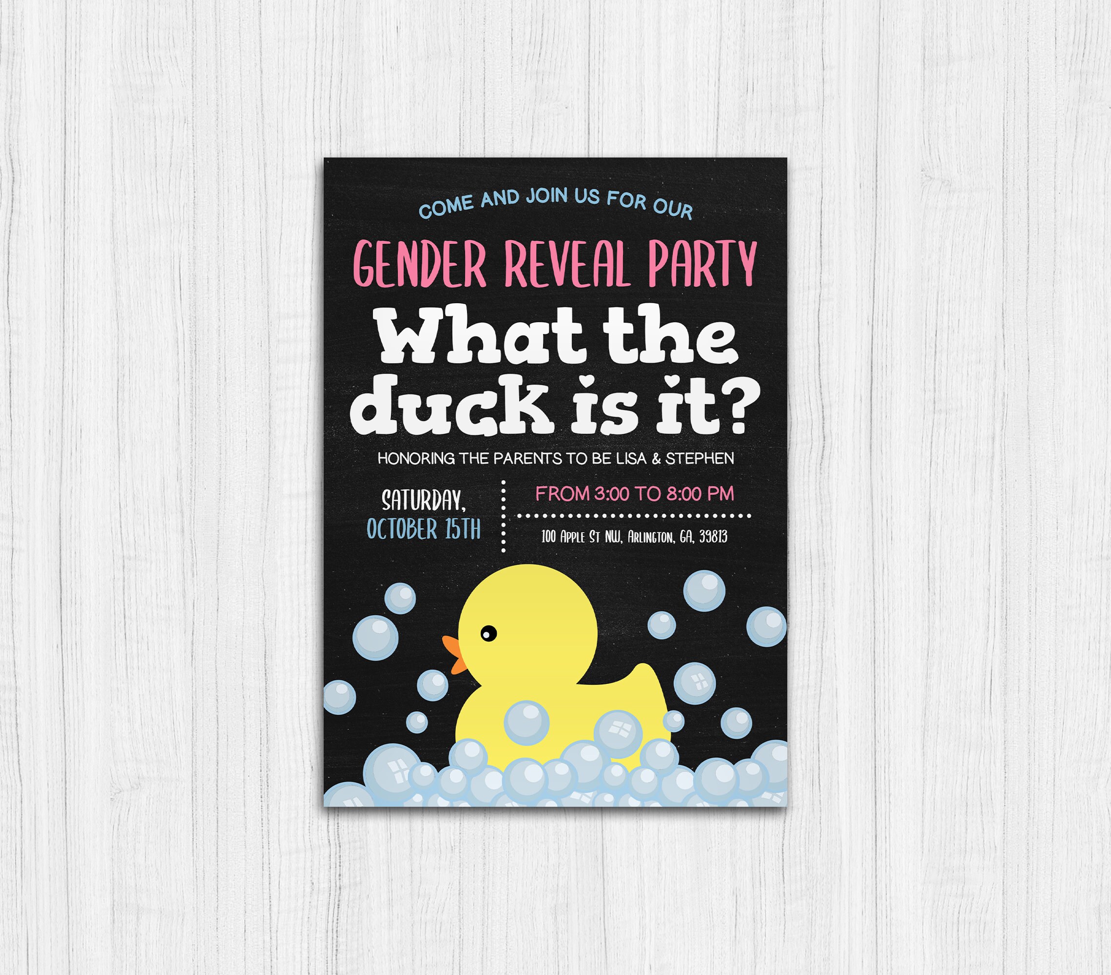 Duck Gender Reveal Party Invitation. What the Duck Party Printable. Boy ...