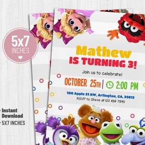 5x7 Light Muppet Babies Party Invitation. Boy or Girl Muppet Party ...