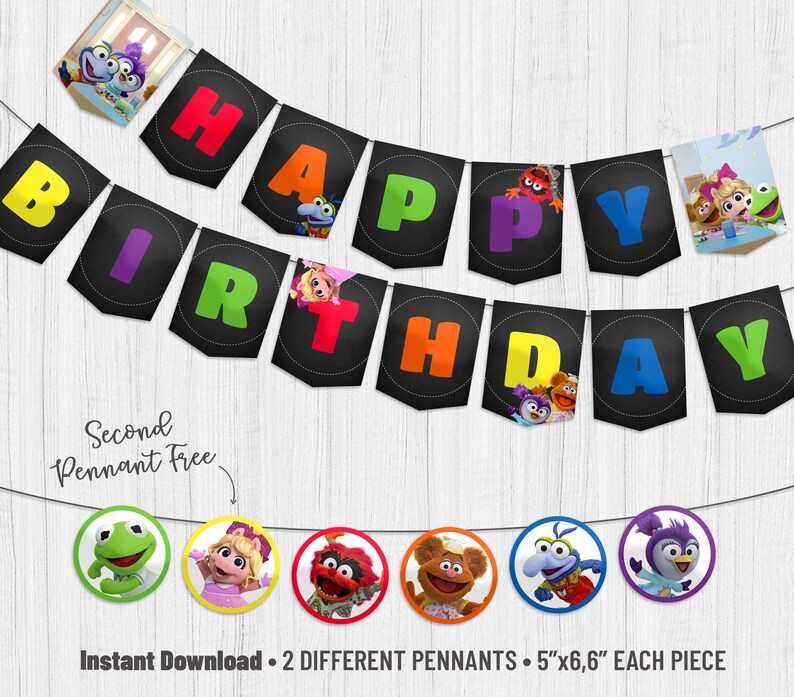 Muppet Babies Pennant Banner. Happy Birthday Pennant. Muppet Babies ...
