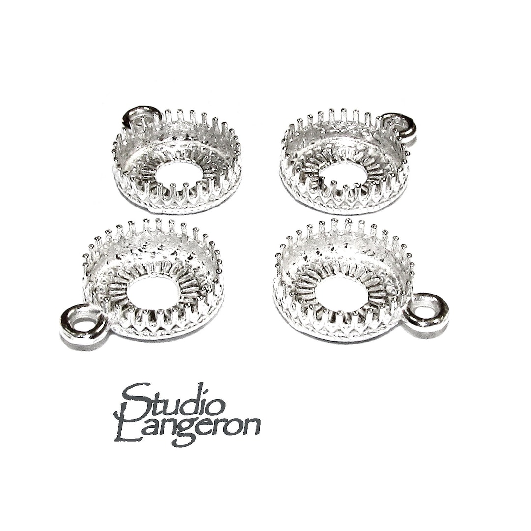 10 Mm Size 925 Sterling Silver Round Bezel Cups With Closed Ring, Bezel ...