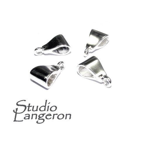 925 Sterling Silver Large Pendant Bails With Button Sterling - Etsy