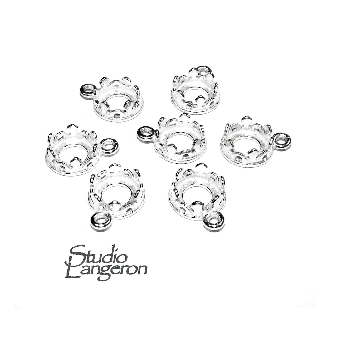 6 Mm Size 925 Sterling Silver Bezel Cups Round Shapes With Closed Ring ...