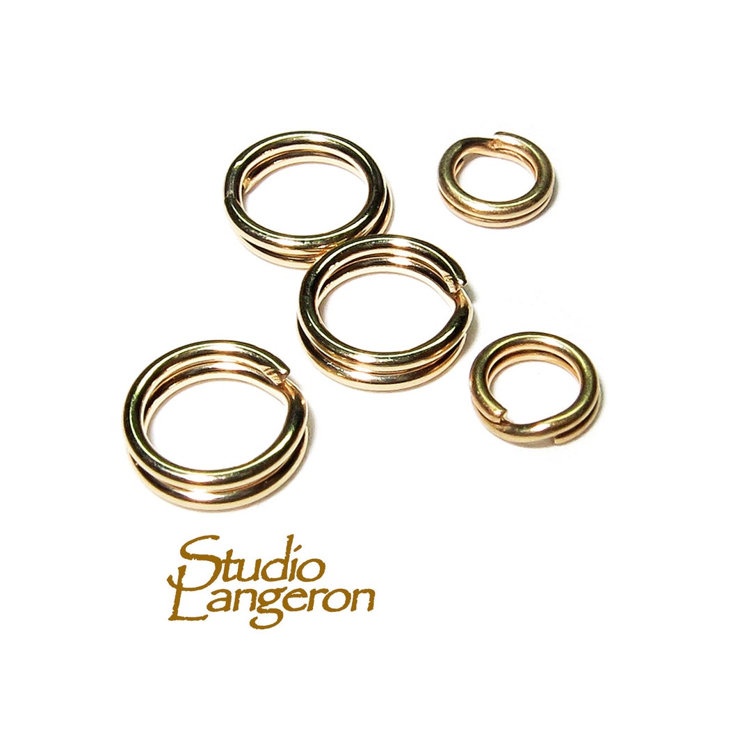 14K Solid Gold Split Ring: Jewelry Making Supplies - 3.5/4.5/5.5mm - Etsy