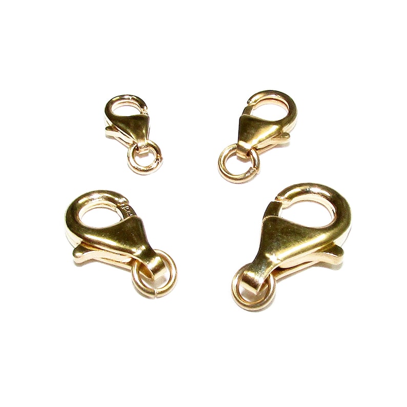 14K Yellow Solid Gold Teardrop Lobster Clasp Size 7, 8, 10, 12 Mm ...