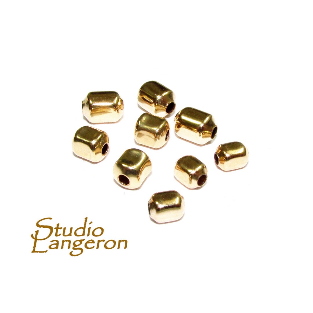14K Gold Filled Rectangle Beads Size 4, 5, 6 Mm, Rectangle Beads, Gold ...