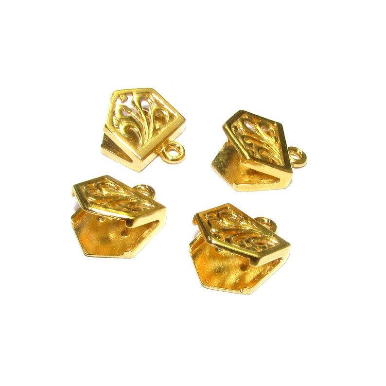 14K Gold Filled Decorative Flat Pinch End Caps Size 12x11 Mm, Flat End ...