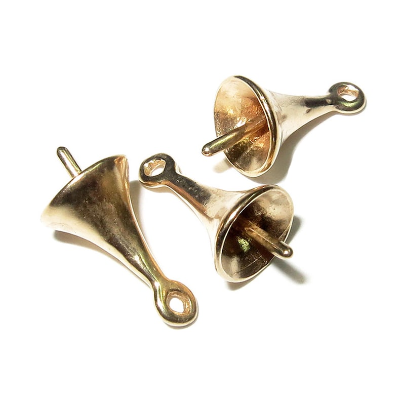 14K Yellow Gold Filled Cone Bead Caps With Pin, Gold Filled, Cone Bead ...