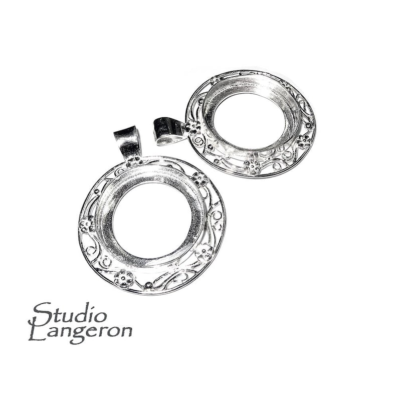 925 Sterling Silver Blank Pendant With Bezel Cup 24 Mm - Etsy