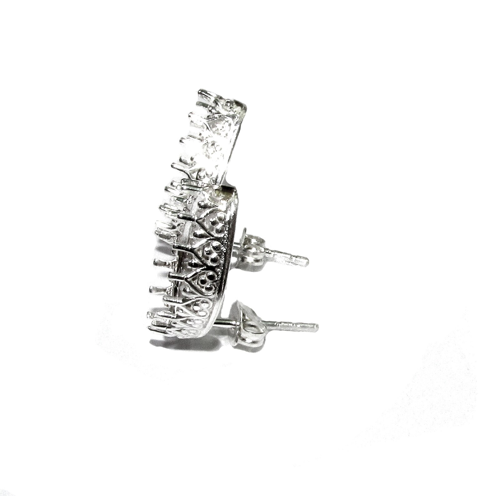 925 Sterling Silver Blank Earrings Size 14x9 Mm With Marquise | Etsy