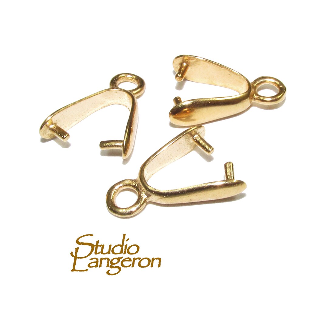 14K Yellow Gold Filled Pinch Pendant Bail, Jewelry Making, Bail With ...