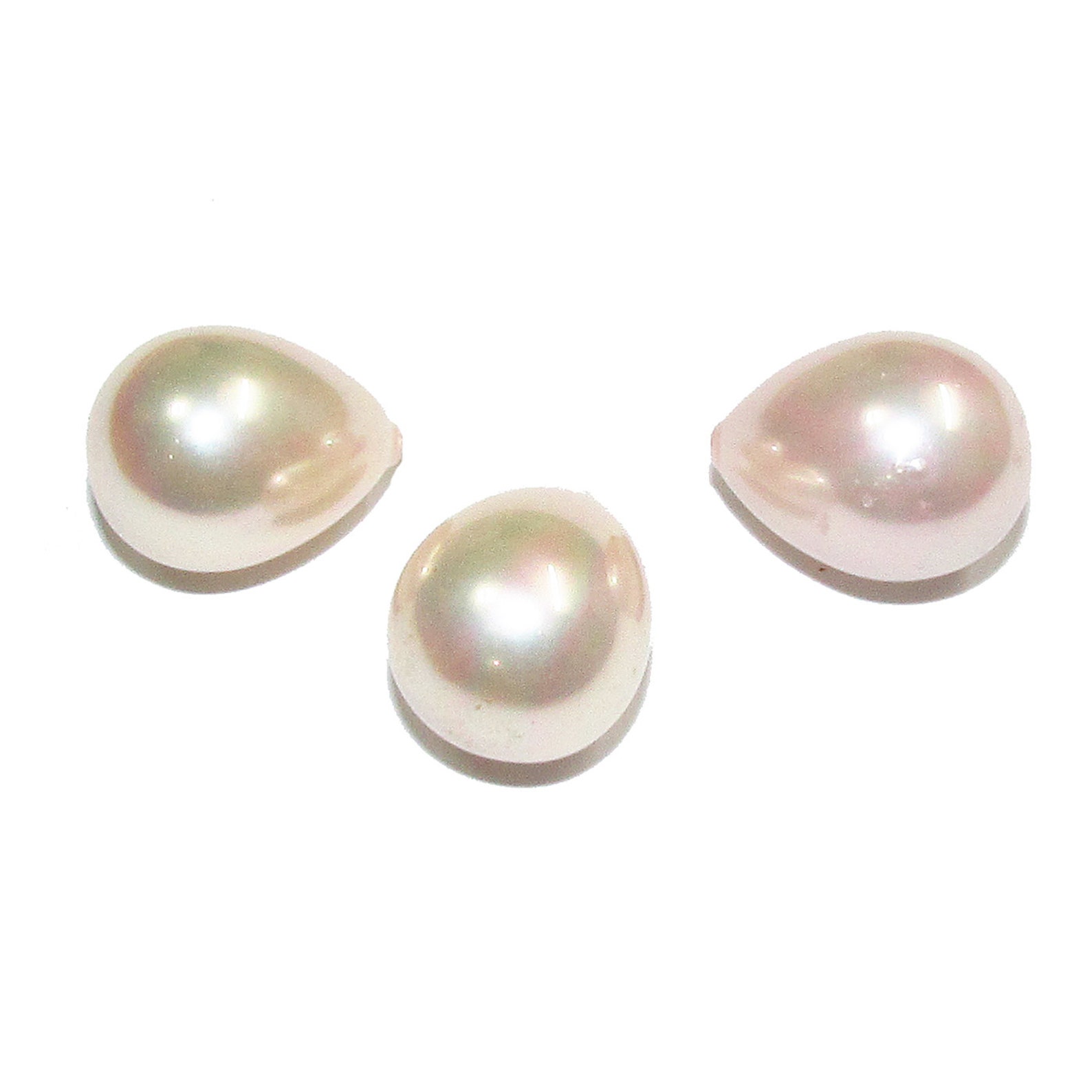 Natural Sea Shell Pearl Teardrop Half Drilled Beads Size 16x12 Mm ...