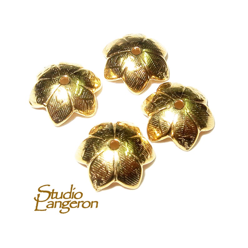 14K Yellow Gold-filled Decorative Bead Caps, Gold Filled Flower Bead ...