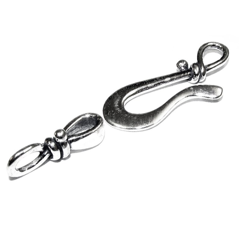 925 Sterling Silver Hook Eye Large Clasp, Silver Clasp, Jewelry Making ...