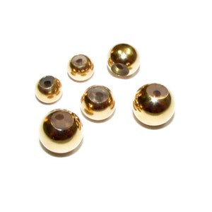14K Yellow Solid Gold Round "smart" Beads With Silicone Size 4, 5, 6 Mm ...