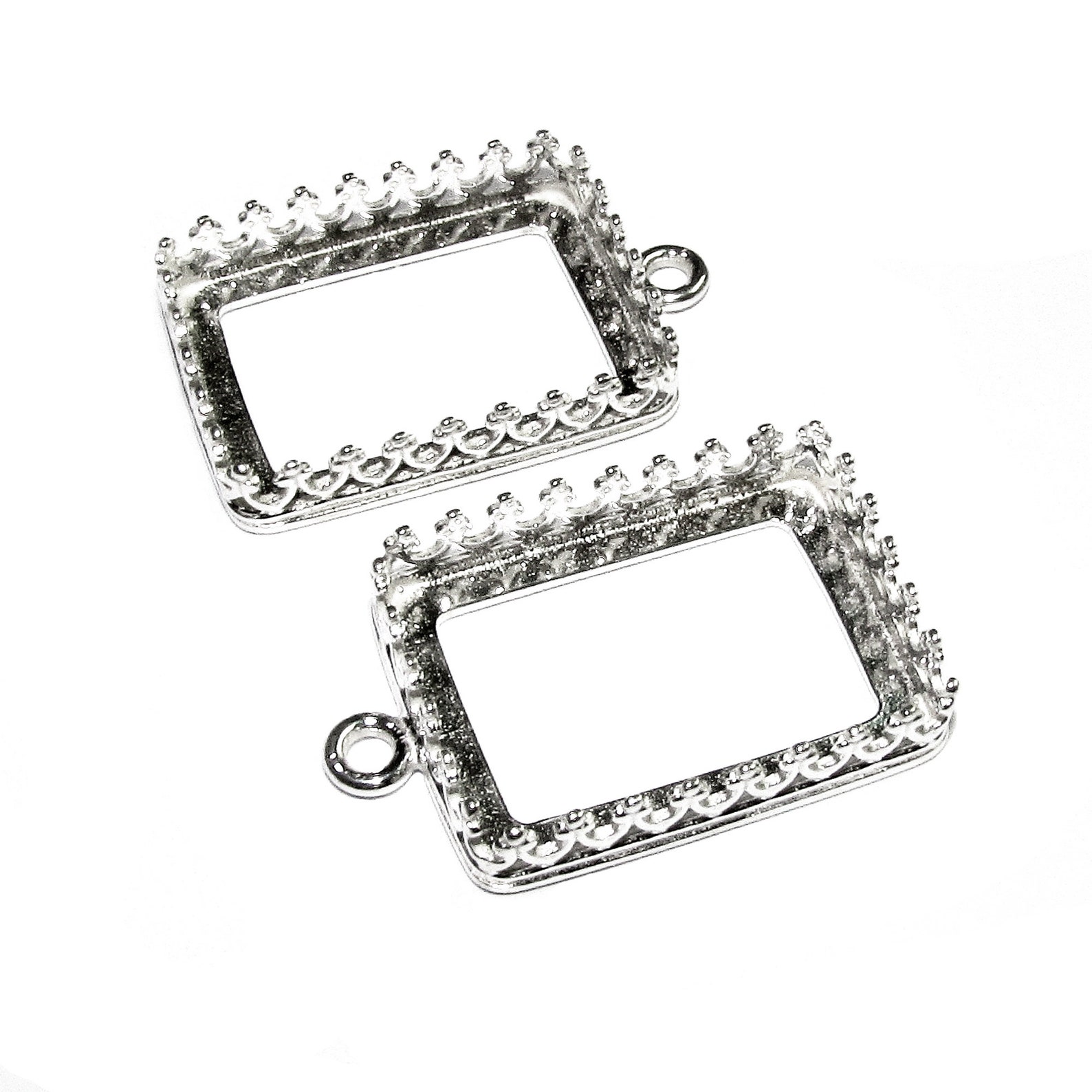 925 Sterling Silver Rectangular Bezel Cups Size 13x18 Mm With Closed ...