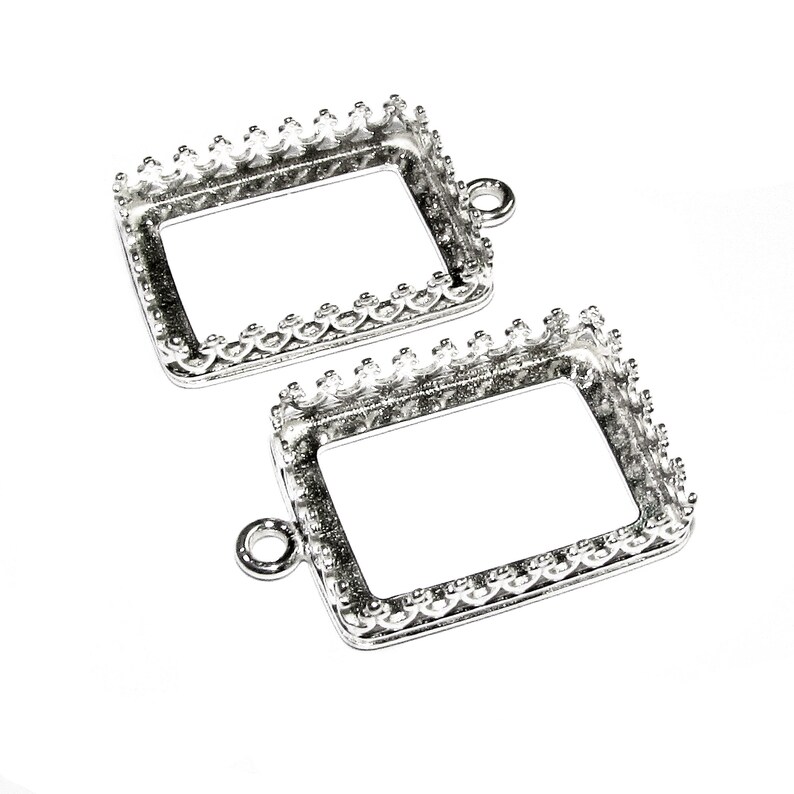 925 Sterling Silver Rectangular Bezel Cups Size 13x18 Mm With - Etsy