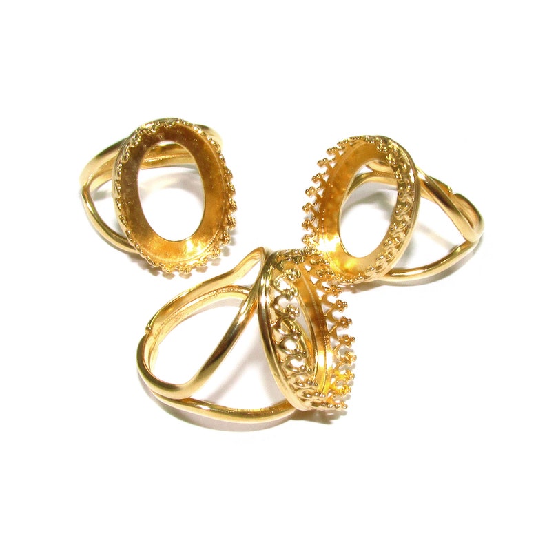 14K Yellow gold filled open base ring with oval bezel cup | Etsy