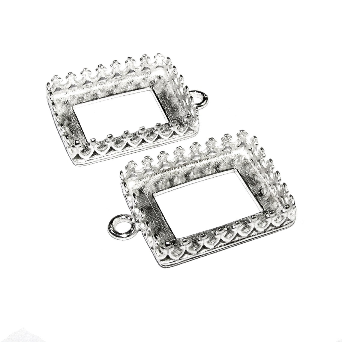 925 Sterling Silver Rectangular Bezel Cups Size 13x17 Mm With - Etsy