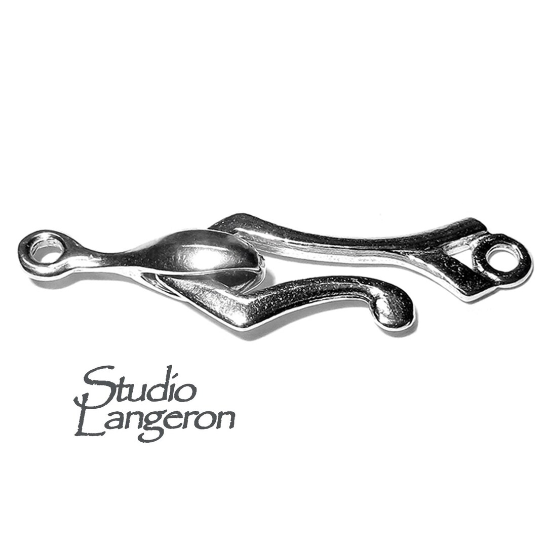 925 Sterling Silver Hook Eye Clasps Size 3.5 Cm, Jewelry Making, Clasp ...