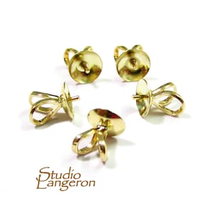 9K Yellow Solid Gold Eye Pearl Component Mounting Size 5 Mm, 9K Solid ...