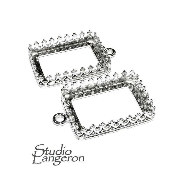 925 Sterling Silver Rectangular Bezel Cups Size 13x18 Mm With - Etsy