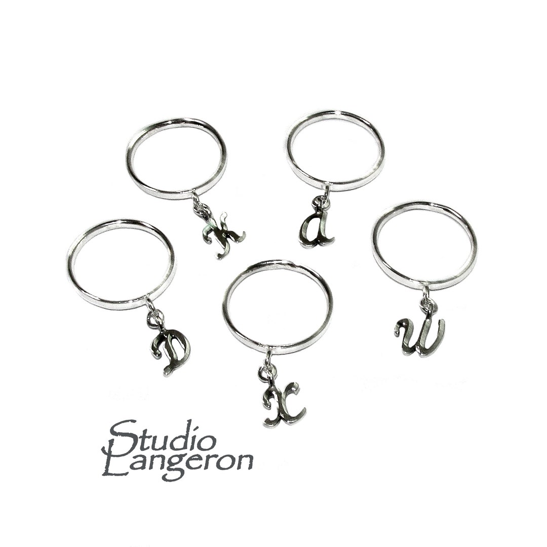 925 Sterling Silver Ring With Letter Size 5, 6, 7, 8, Silver Ring ...