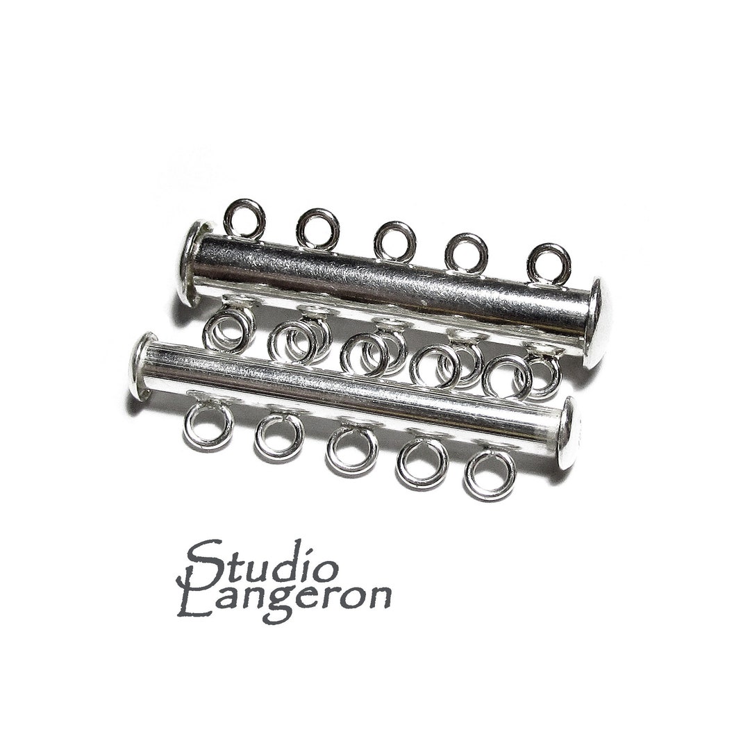 925 Sterling Silver Tube Bar Clasp 5-hole Size 4.3x32 Mm, Silver Clasps ...