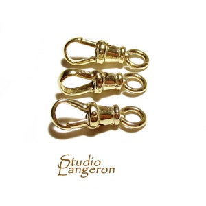 14K Yellow Solid Gold Albert Swivel Clasp 19mm With Open Ring, Solid ...