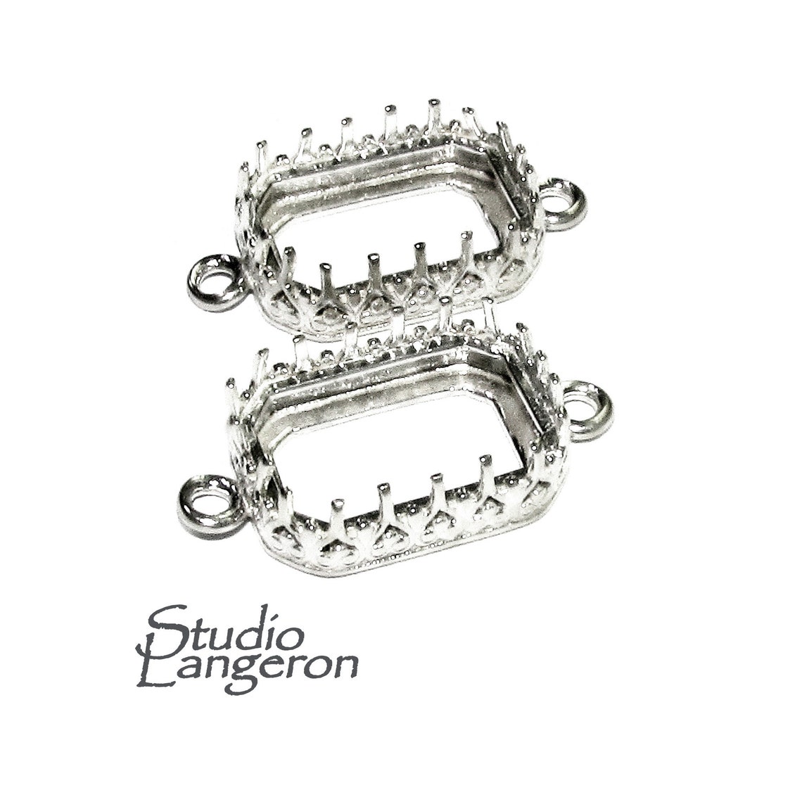 925 Sterling Silver Octagon Bezel Cups size 10x12 mm with two | Etsy