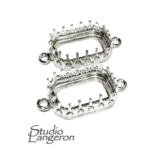 925 Sterling Silver Octagon Bezel Cups Size 10x12 Mm With Two | Etsy