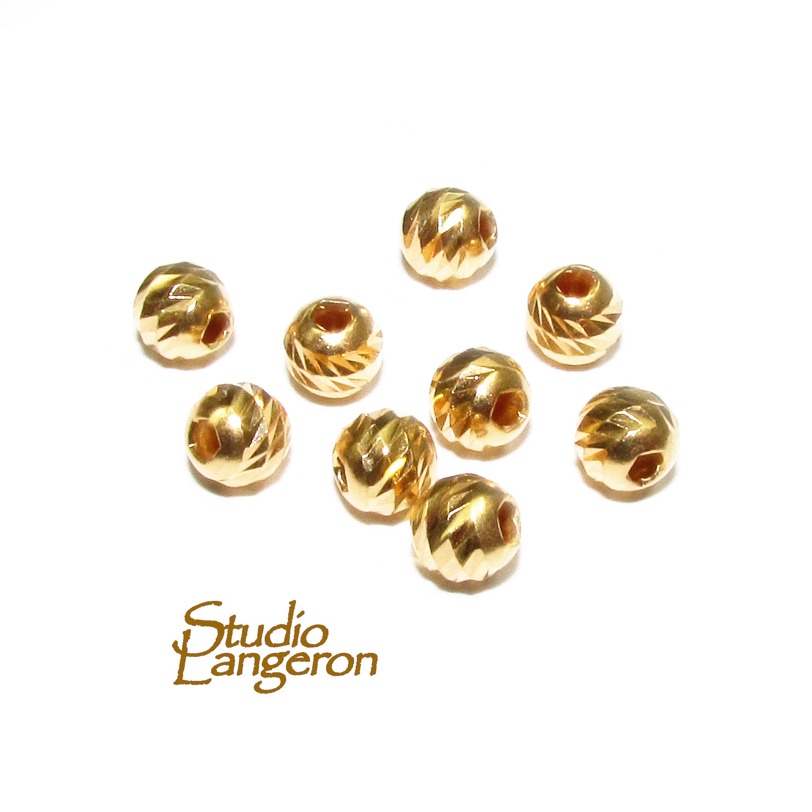 5 Pcs 14K Yellow Gold Filled Diamond Cut Beads 4 Mm Diamond - Etsy